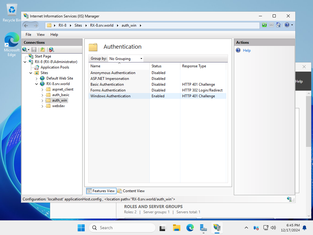 احراز هویت ویندوز Windows Authentication در Iis حافظ نت